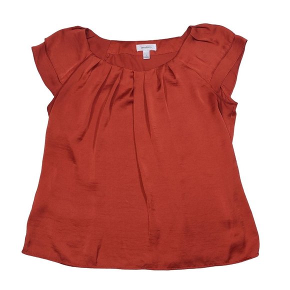 dressbarn | Tops | Dressbarn Satin Top Dark Orange Flutter Sleeve ...